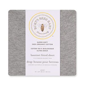 burt's bees baby bassinet sheet, fitted unisex 100% organic jersey cotton bassinet sheet for standard bassinet mattress