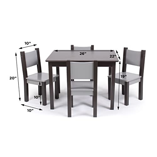 Humble Crew, Espresso/Grey Modern Toddler Table & 4 Chair Set