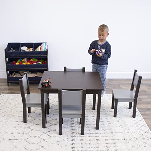 Humble Crew, Espresso/Grey Modern Toddler Table & 4 Chair Set