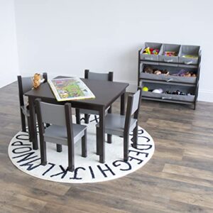 Humble Crew, Espresso/Grey Modern Toddler Table & 4 Chair Set