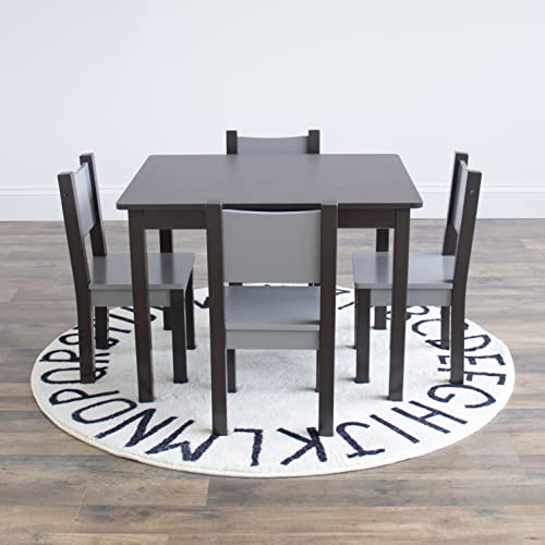 Humble Crew, Espresso/Grey Modern Toddler Table & 4 Chair Set