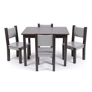 Humble Crew, Espresso/Grey Modern Toddler Table & 4 Chair Set