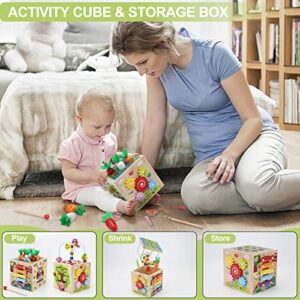 Resumplan 8 in 1 Activity Cube for 18M+ Boys and Girls, Wooden Montessori Toys for Baby, Educational Learning Toys for Toddlers