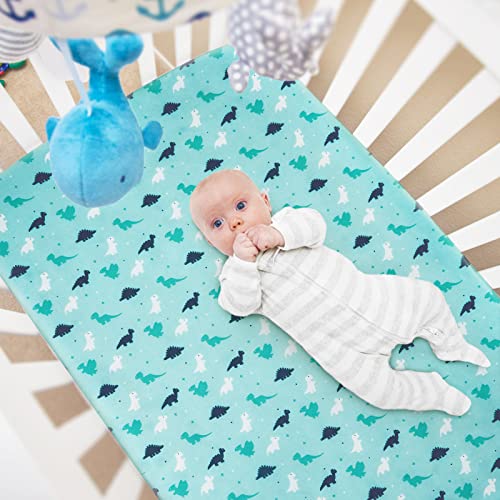 Pack and Play Sheets, Pack n Play Sheets Ultra Soft, Mini Crib Sheets 2 Pack, Pack n Play Mattresses Sheets Compatible with Graco Pack n Play, Soft and Breathable, Dinosaurs