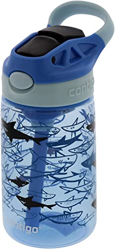 Contigo Kids Water Bottle with Straw - 2 Pack, 14 oz, Autospout Technology – Spill Proof, Easy-Clean Lid Design Ages 3 Plus, Dishwasher Safe Cosmos & Gummy Sharks