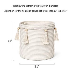 Mkono Macrame Decorative Cotton Rope Basket Boho Decor for Bedroom, Dorm, Living Room, Bathroom, Set of 4