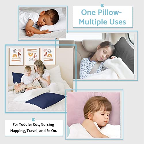 Toddler Pillow with Pillowcase - 13x18 Organic Cotton Baby Pillows for Sleeping - Soft Little Travel Pillows for Boys & Girls, Kids Bedding Set, Perfect for Cot Crib, Daycare, Car Trips