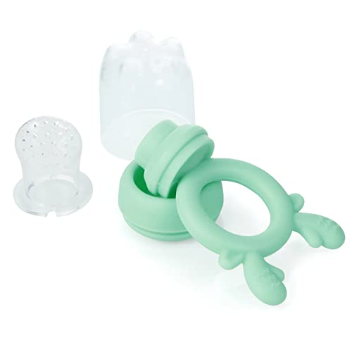 PandaEar 2 Pack Silicone Baby Fresh Fruit Feeder with 3 Different Size Silicone Pouch for Teething Relief| Baby Food Feeder Pacifier Training Massaging Toy Teether