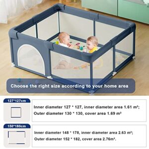 Baby Playpen, Playpen for Babies and Toddlers, Baby Play Pen for Toddler, Baby Playard with Gate, 50×50 inch Sturdy Safety Baby Fence with Anti-Slip Base, Play Yard Indoor Outdoor Kids Activity Center