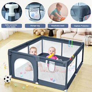 Baby Playpen, Playpen for Babies and Toddlers, Baby Play Pen for Toddler, Baby Playard with Gate, 50×50 inch Sturdy Safety Baby Fence with Anti-Slip Base, Play Yard Indoor Outdoor Kids Activity Center