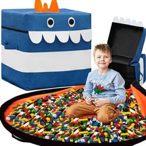 12-gallon kids toy storage organizer & play mat - designed for lego storage organizer, kids toy organizer and storage bin, toy chest for boys, toy box for boys, toy bin storage organizer