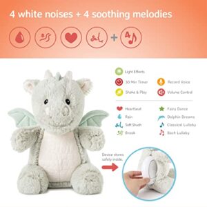 Cloud b Sound Machine with White Noise Soothing Sounds | Cuddly Stuffed Animal & Nomadic Nightlight | Record Parent Voice | Adjustable Settings & Auto-Shutoff | LoveLight™ Buddies - Drake The Dragon™