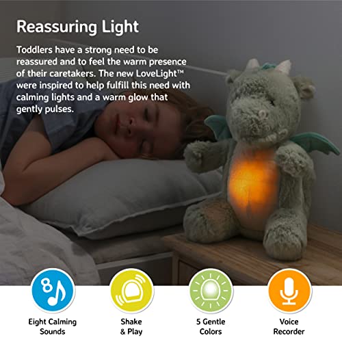 Cloud b Sound Machine with White Noise Soothing Sounds | Cuddly Stuffed Animal & Nomadic Nightlight | Record Parent Voice | Adjustable Settings & Auto-Shutoff | LoveLight™ Buddies - Drake The Dragon™