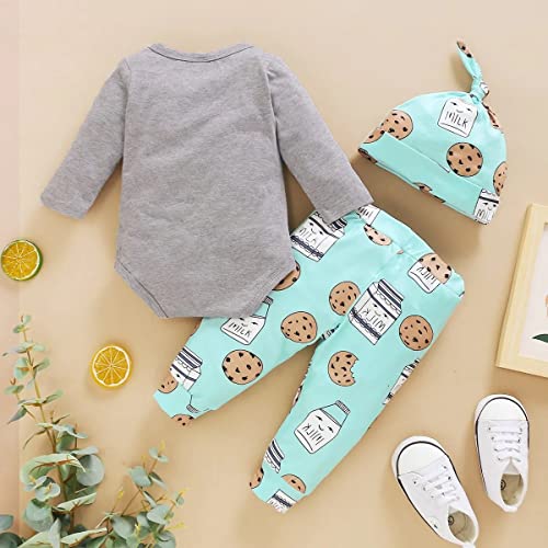 Aoswep Newborn Infant Baby Clothes Long Sleeve Romper + Pants + Hat 3PCS Outfits Set