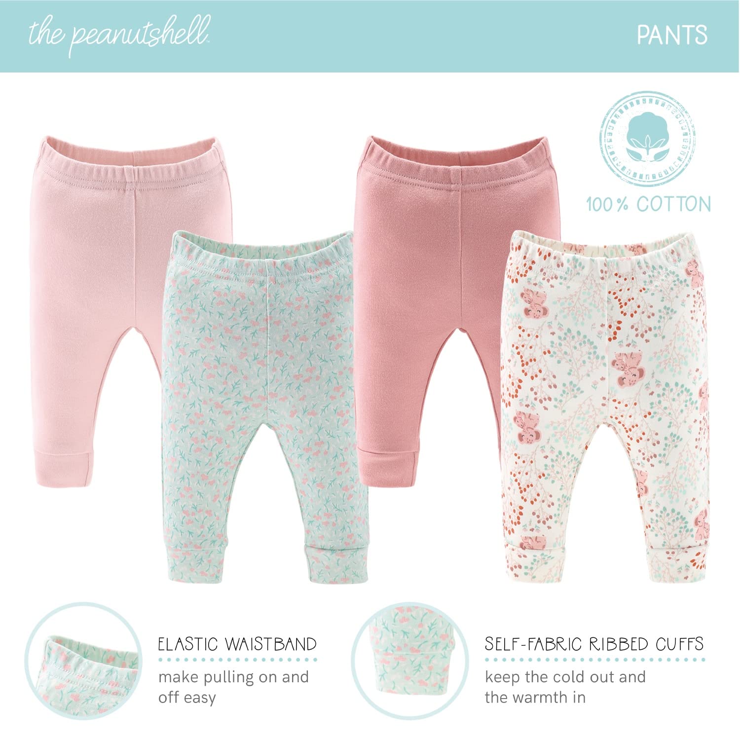 The Peanutshell Newborn Clothes & Accessories Set | 30 Piece Layette Gift Set | Fits Newborn to 3 Months | Pink Elephant & Floral