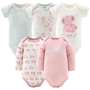 The Peanutshell Newborn Clothes & Accessories Set | 30 Piece Layette Gift Set | Fits Newborn to 3 Months | Pink Elephant & Floral