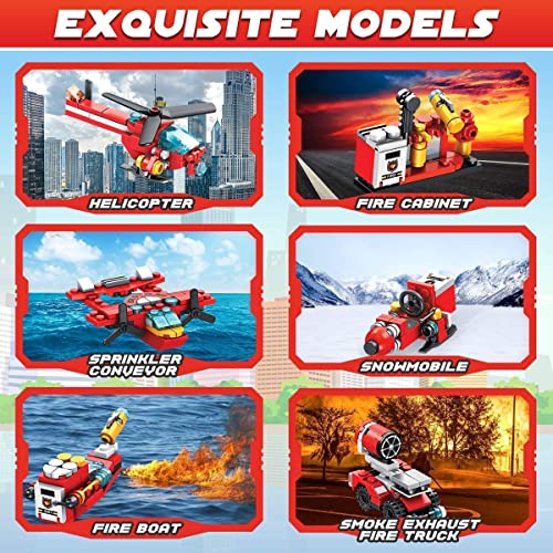 Innorock Construction Building Toys for Kids - 25 in 1 Fire Truck Boat Helicopter Car Toy Building Blocks Model Kit Educational STEM Activities Gifts for Boys Girls Teen Age 6 7 8 9 10 11 12 Year Old