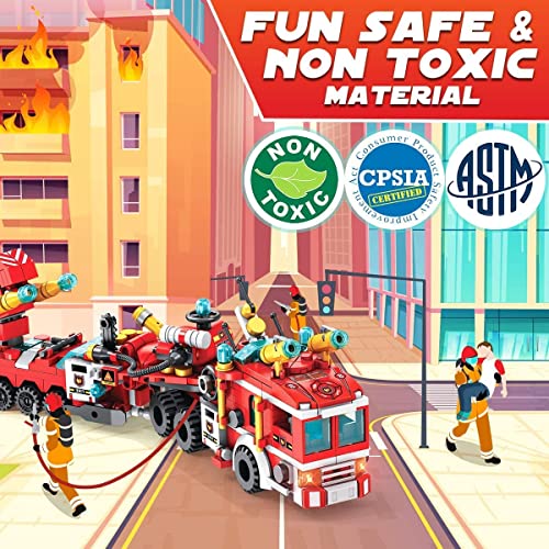 Innorock Construction Building Toys for Kids - 25 in 1 Fire Truck Boat Helicopter Car Toy Building Blocks Model Kit Educational STEM Activities Gifts for Boys Girls Teen Age 6 7 8 9 10 11 12 Year Old