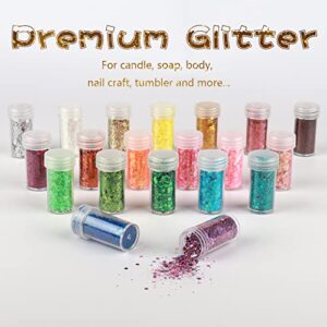 Face Glitter, Eye Glitter, 20 Jars Each Glitter Set, 20 Assorted Color Nail Glitter, Cosmetic Face Body Eye Hair Art Fine Glitter Loose Chunky Glitter