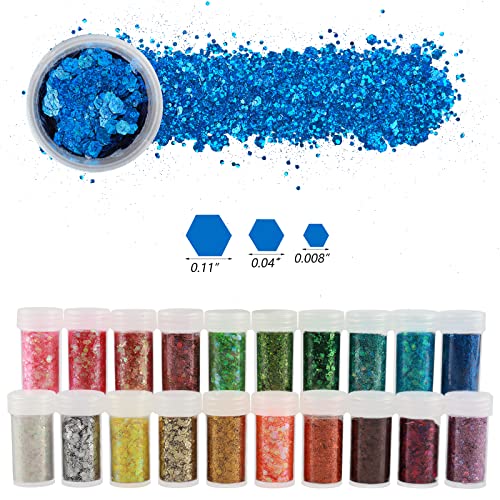 Face Glitter, Eye Glitter, 20 Jars Each Glitter Set, 20 Assorted Color Nail Glitter, Cosmetic Face Body Eye Hair Art Fine Glitter Loose Chunky Glitter