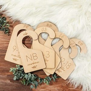 beautiful wooden baby closet dividers - double-sided organizer for newborn to 24 months size clothes - adorable nursery decor hanger dividers easily organize your little baby girls or boys room