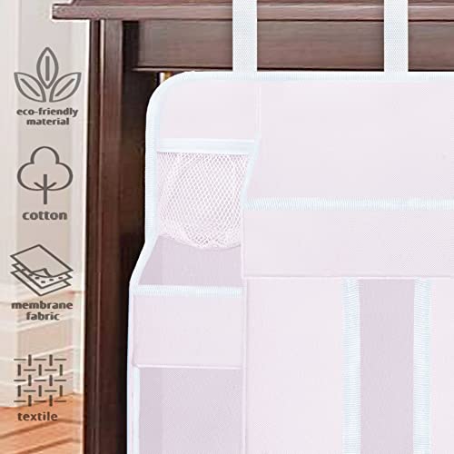 YENING Hanging Diaper Organizer for Changing Table Baby Nursery Diaper Holder Stacker for Crib Baby Essentials Storage Pink