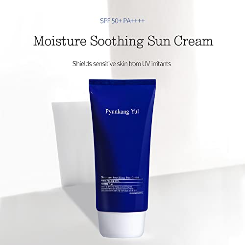 PYUNKANG YUL Moisture Soothing Sun Cream- All Skin Types, Broad Spectrum SPF 50 Safe Hybrid Sunblock| Reef Safe, No White Cast, Soothing Sunscreen Lotion, Skin Moisturizer Hyaluronic Acid| 2.53 Fl.Oz.