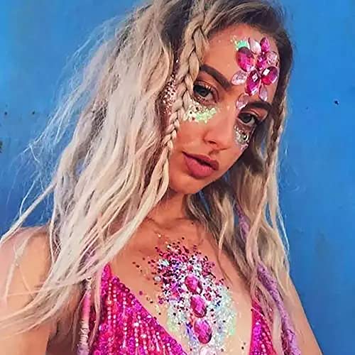 Mysense Red Body Glitter Gel, Singer Concerts Face Glitter Makeup, Music Festival Rave Face Eye Hair Accessories, Chunky Glitter Mermaid Sequins Face Paint Makeup for Women, 30g