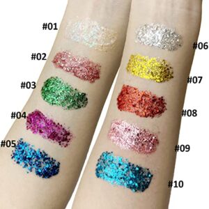 Mysense Red Body Glitter Gel, Singer Concerts Face Glitter Makeup, Music Festival Rave Face Eye Hair Accessories, Chunky Glitter Mermaid Sequins Face Paint Makeup for Women, 30g