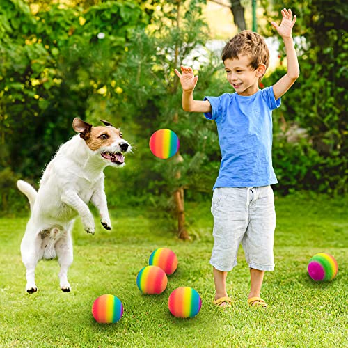 Homotte 6 Pcs Rainbow Playground Balls for Kids, 5 Inch Small Kickball Dodgeball Handball Set for Indoor & Outdoor Activities with Hand Pump