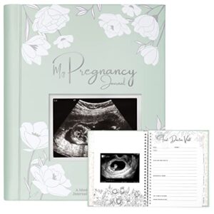 Pregnancy Journal, Pregnancy Announcements - 80 Pages Hard Cover Pregnancy Book For Mom To Be Gift - Pregnancy Gifts For New Moms - First Time Expecting Mom Gift - Baby Album And Memory Book (Sage)