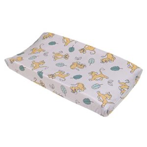 disney lion king ivory, teal, sage and gold simba future king super soft changing pad cover