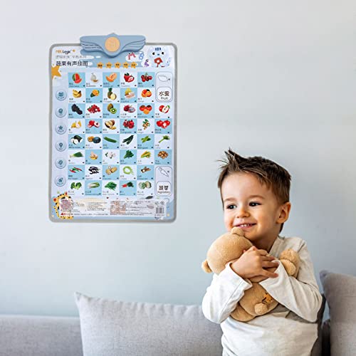 NUOBESTY Talking Fruit Chinese Room Kindergarten Activities Toddler Wall Chart Battery Baby Audio No Supplies Nursery Posters Picture Educational English Homeschool Learning Spelling