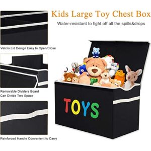 VICTOR'S Kids Toy Box Chest - Extra Large Lightweight Collapsible Toy Storage Organizer Boxes Bins Baskets for Kids, Boys, Girls, Nursery Room, Playroom, Closet (New Black)