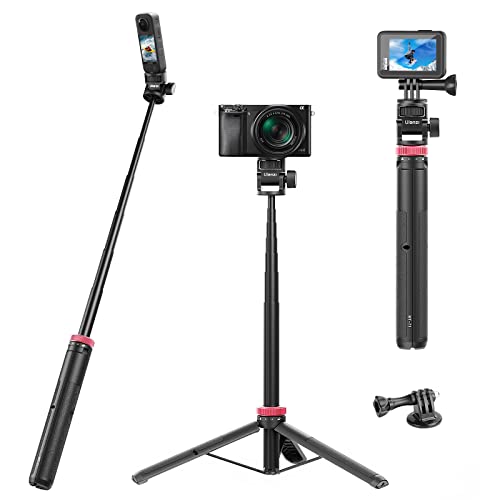 59in Selfie Tripod for Camera Gopro - ULANZI MT-71 Invisible Long Extendable Selfie Vlog Handle Portable Lightweight Tripod Stand 7 Sections for Gopro Hero 11 10 9 8 7 Black/insta360 One DJI Action