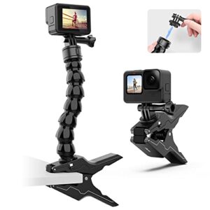 go-quick ii jaws clamp mount with magnetic quick release adapter mount for gopro series action camera quick release adjustable gooseneck clamp flexible video shooting angle