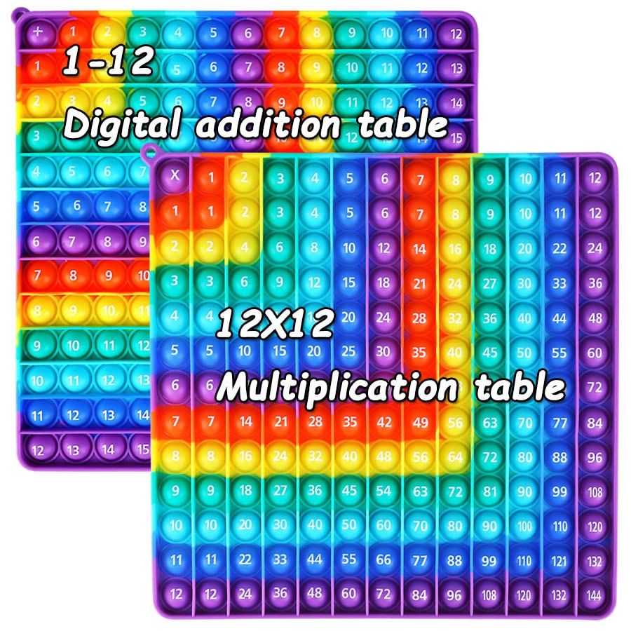 2 in 1 Multiplication Table and Digital Addition Table P0PP Math Toy, DK-SIMINA Rainbow Dimple Fingertip Toy, Multiplication Table Math Manipulation Game, Create Various Math Operations (1 PCS)