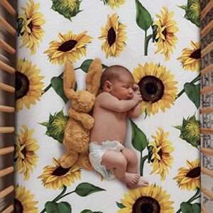 pack n play sheet, mini crib sheet, portable crib sheets, pack and play playard sheet, mini crib mattress cover, mini crib fitted sheet, 38"x 24"x 3'', sunflower nursery decor, crib pad cover