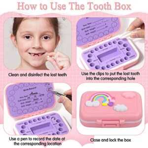 Caffox Tooth Holders for Kids Keepsake, Baby Teeth Keepsake Box, Tooth Saver, Tooth Container for Lost Teeth, Teeth Storage Holder for Tooth Fairy (Pink)