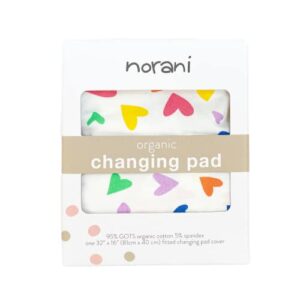 Norani Baby Changing Pad Cover | Softest Organic Cotton | Diaper Changing Pad Cover | Fitted | Infant and Toddler | Nursery | Colorful Hearts