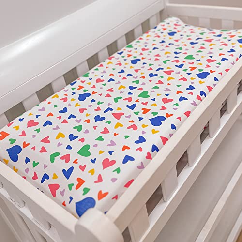 Norani Baby Changing Pad Cover | Softest Organic Cotton | Diaper Changing Pad Cover | Fitted | Infant and Toddler | Nursery | Colorful Hearts