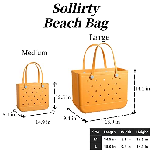 Sollirty Beach Bag Rubber Tote Bag, Waterproof and Sandproof Outdoor Open Rubber Beach Bag, Used for Beach Sports and Camping Sports(Yellow,Medium)