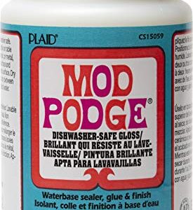 Mod Podge Dishwasher Safe Waterbased Sealer, Glue and Finish (8-Ounce), CS15059 Gloss, 8 Ounce & 10615 3 Piece Short Handle Brush Set