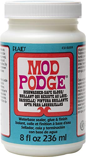 Mod Podge Dishwasher Safe Waterbased Sealer, Glue and Finish (8-Ounce), CS15059 Gloss, 8 Ounce & 10615 3 Piece Short Handle Brush Set