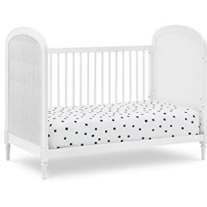 Delta Children Madeline Crib 8-Piece Baby Nursery Furniture Set–Includes: Convertible Crib, Glider, Dresser, Changing Top, Crib Mattress, Sheets, Toddler Guardrail & Changing Pad, Bianca White