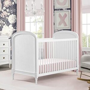 Delta Children Madeline Crib 8-Piece Baby Nursery Furniture Set–Includes: Convertible Crib, Glider, Dresser, Changing Top, Crib Mattress, Sheets, Toddler Guardrail & Changing Pad, Bianca White