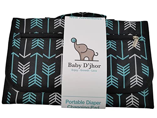 Portable Diaper Changing Pad by BabyDJhor, Open with One Hand, Unisex Baby Style, Excellent to Travel, Camping, Vacations, Gift, Register List and More. Newborn and Infant.