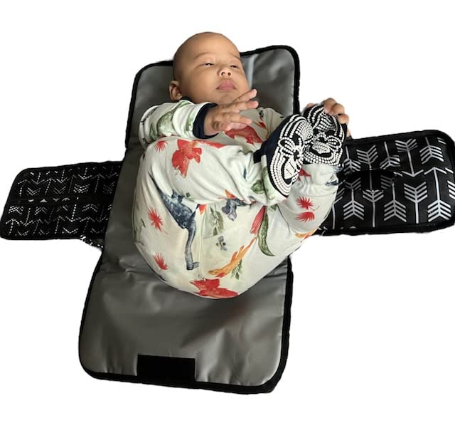 Portable Diaper Changing Pad by BabyDJhor, Open with One Hand, Unisex Baby Style, Excellent to Travel, Camping, Vacations, Gift, Register List and More. Newborn and Infant.