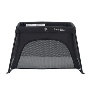 Pamo babe Lightweight Travel Crib, Portable and Easy to Carry Baby Playard, Travel Playard for Baby with Soft Mattress Pad(Black)