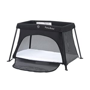 Pamo babe Lightweight Travel Crib, Portable and Easy to Carry Baby Playard, Travel Playard for Baby with Soft Mattress Pad(Black)